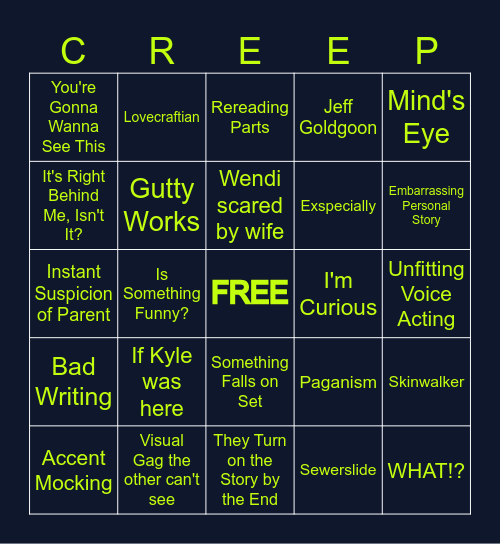 CREEPCAST BINGO Card