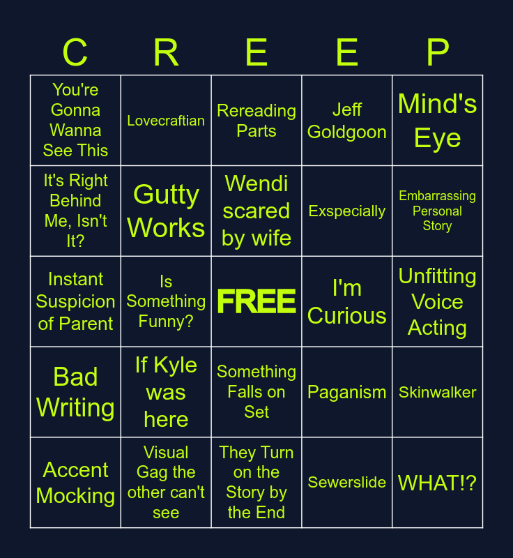 CREEPCAST BINGO Card