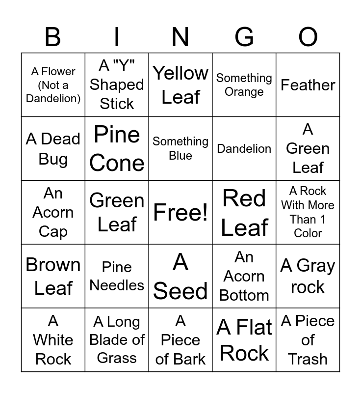 Outdoor Bingo Card