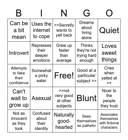 Me kinnie bingo Card