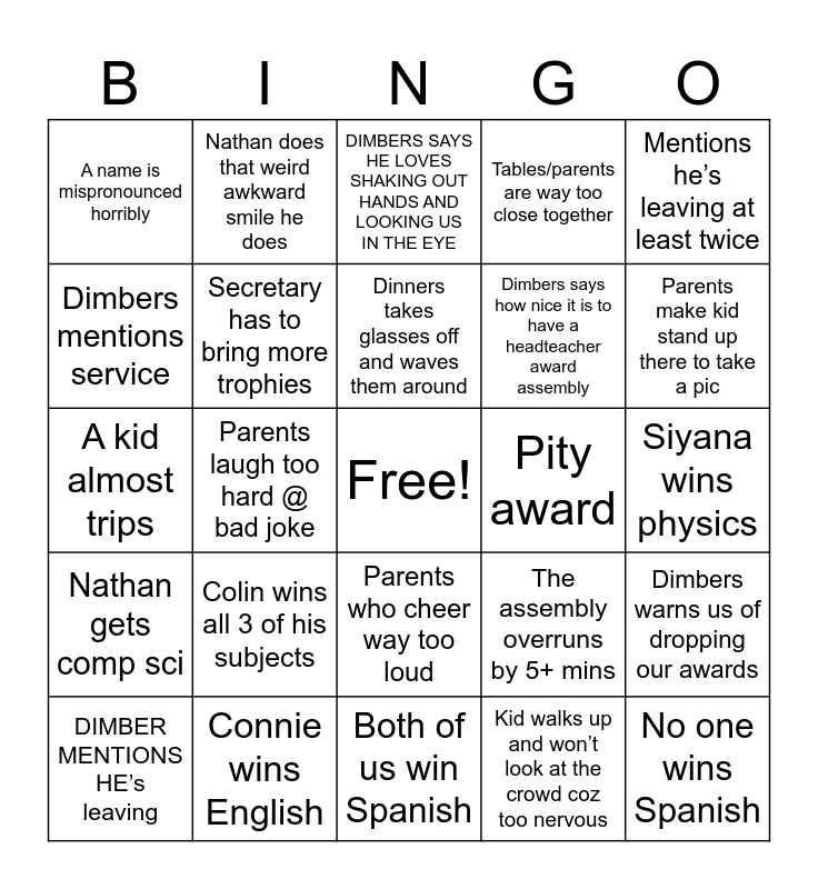 ‘24 Award Bingo Card