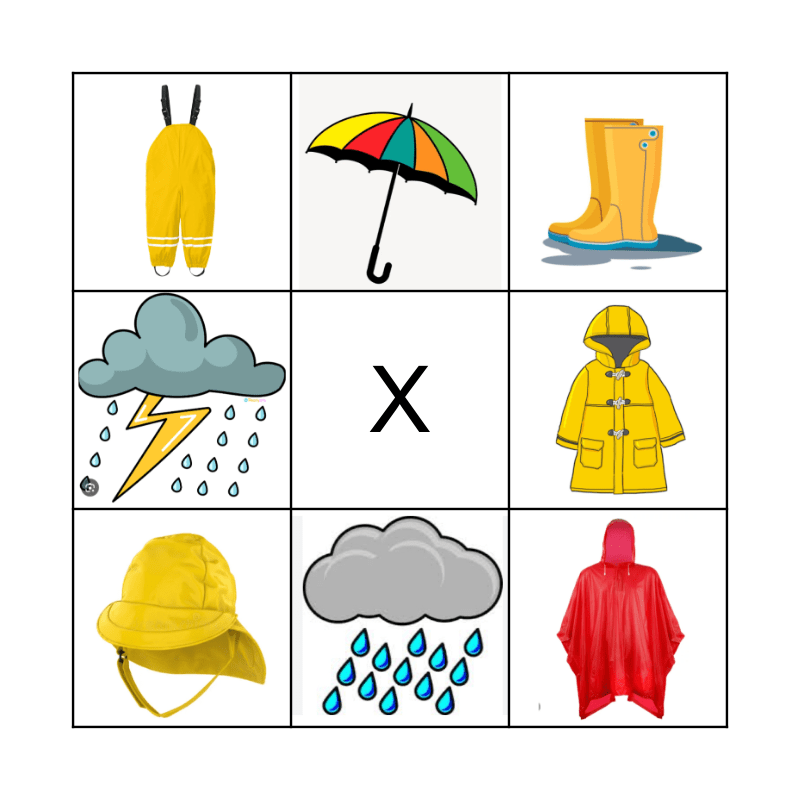 Rain Gear Bingo Card
