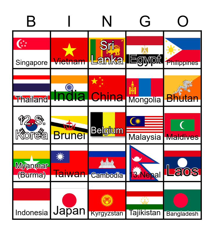 Country Bingo Card