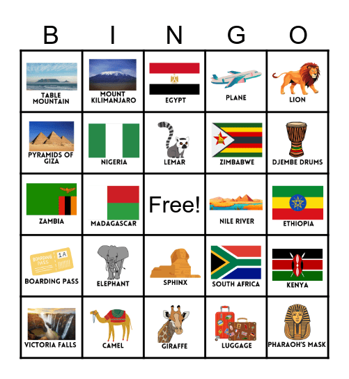 Around The World: Africa Bingo Card