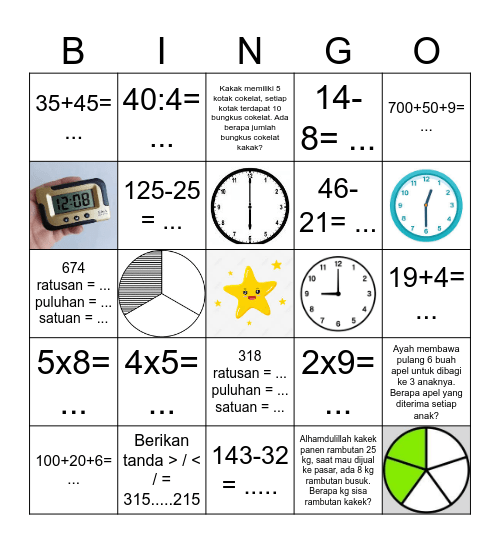 Math Challenge Bingo Card