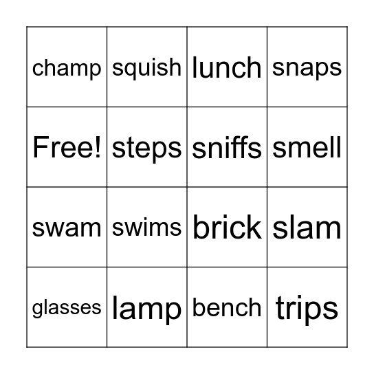Four in a Row Bingo Card