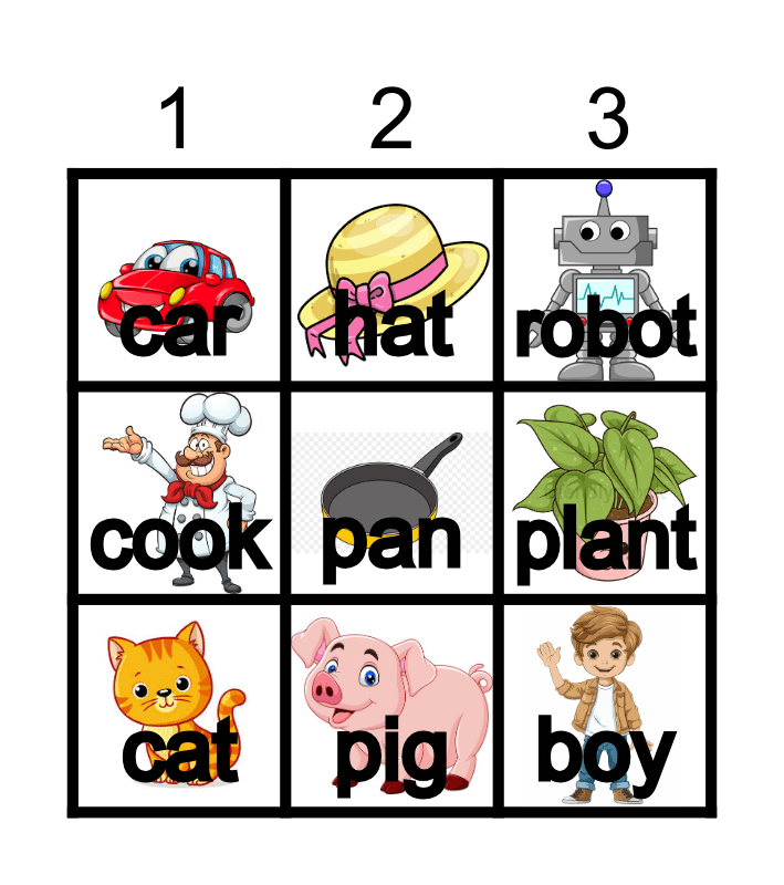 Let's pick the words with a "p" sound! Bingo Card