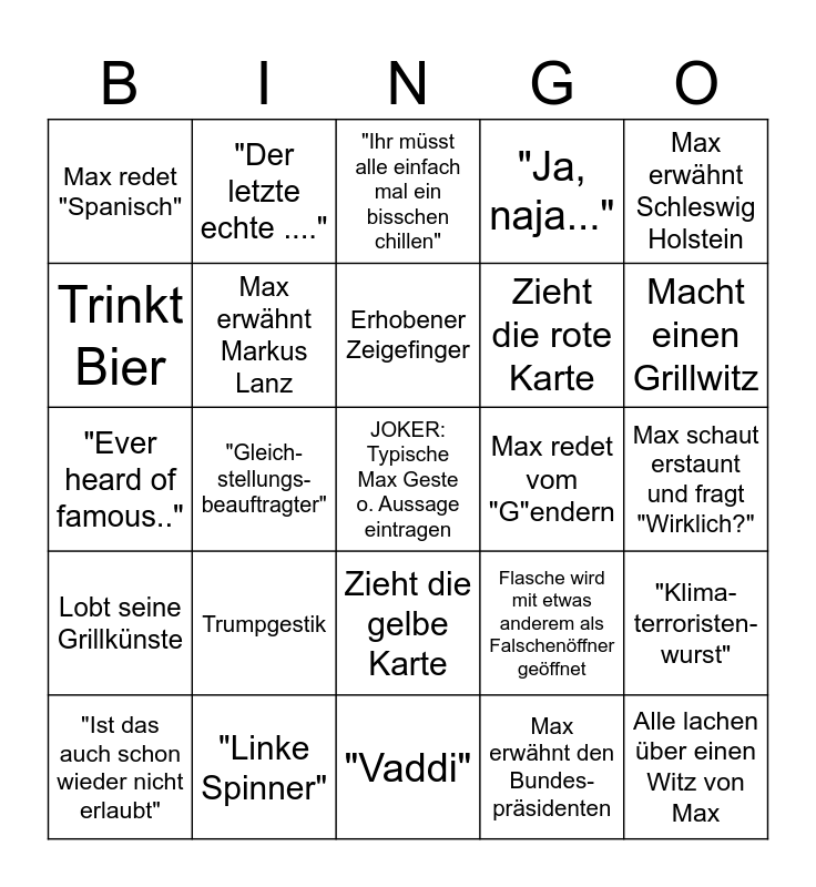 Lehrstuhl(Max)Bingo Card