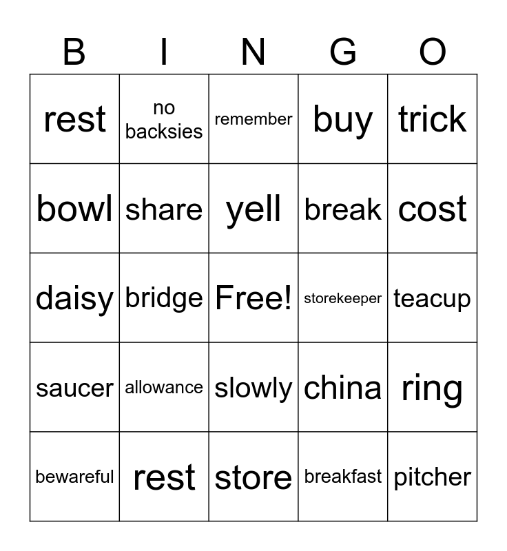 A Bargain for Frances Bingo Card