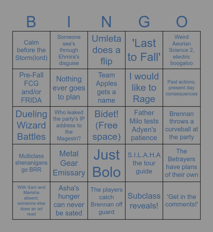 CR C3 Episode 100- Downfall Part 2 Bingo Card
