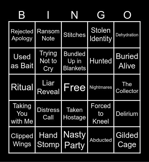Bad Things Happen Bingo Card
