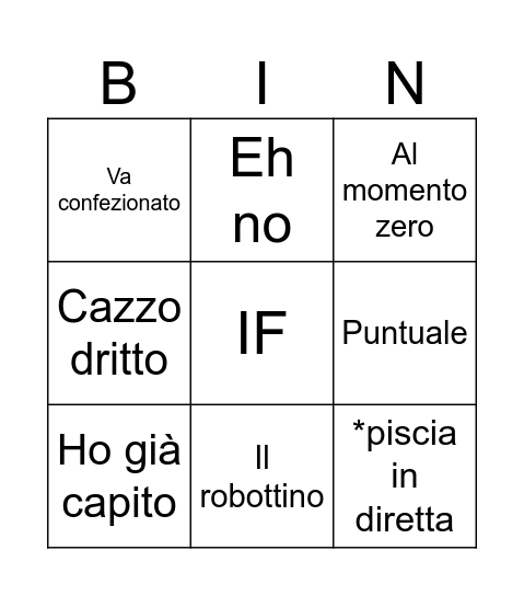 Riunione con Ale Bingo Card