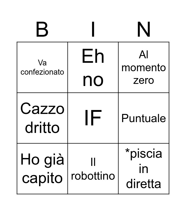 Riunione con Ale Bingo Card
