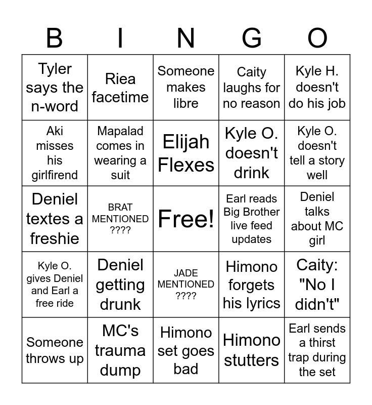 OFFICIAL HIMONO BINGO CARD Bingo Card
