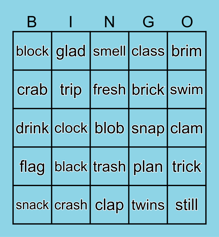 Consonant Blend BINGO Card