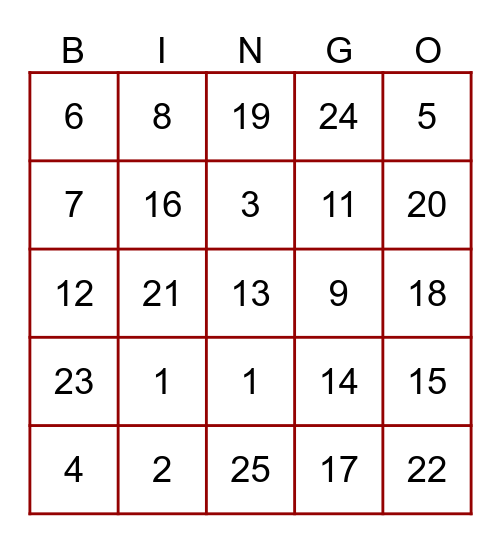 Mistery Question Bingo Card