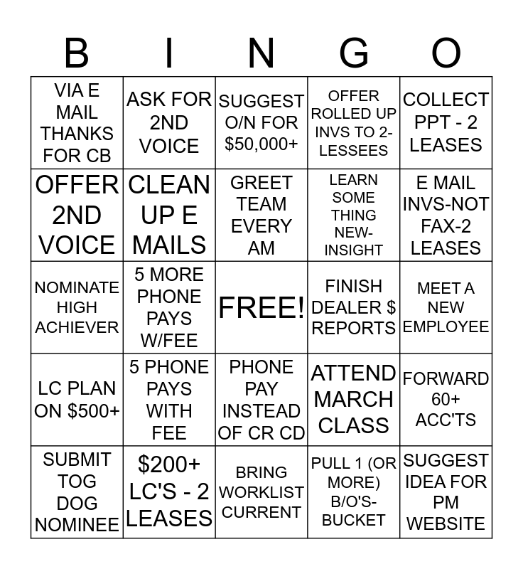PM BINGO - WEEK THREE Bingo Card