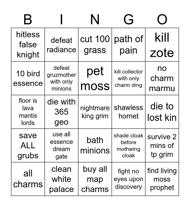 bop Bingo Card