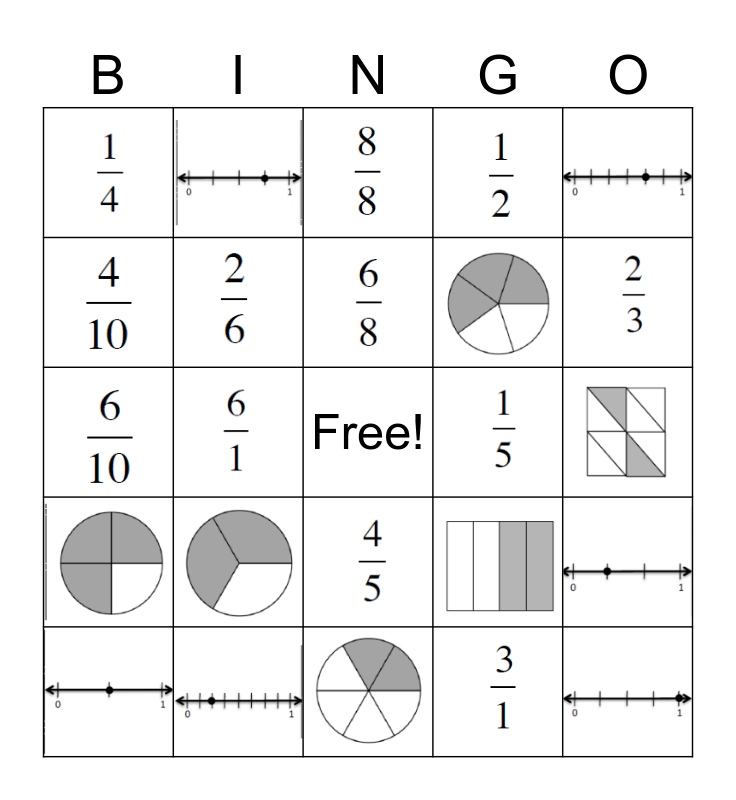 Fraction BINGO Card