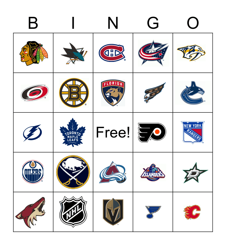 NHL THEMED BINGO Card