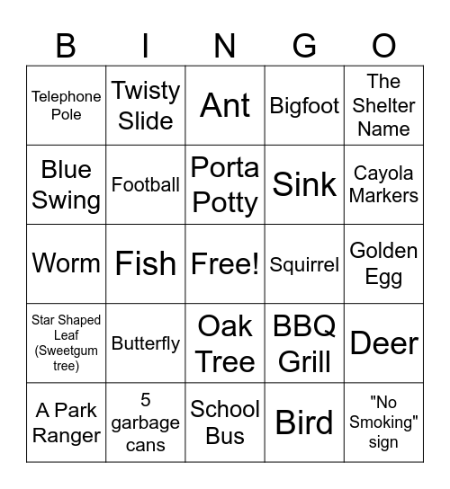 Park Ranger Bingo Card