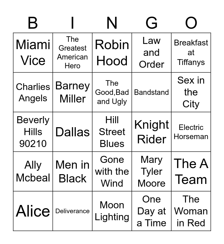 Movie & TV Themes 1 2024 Bingo Card