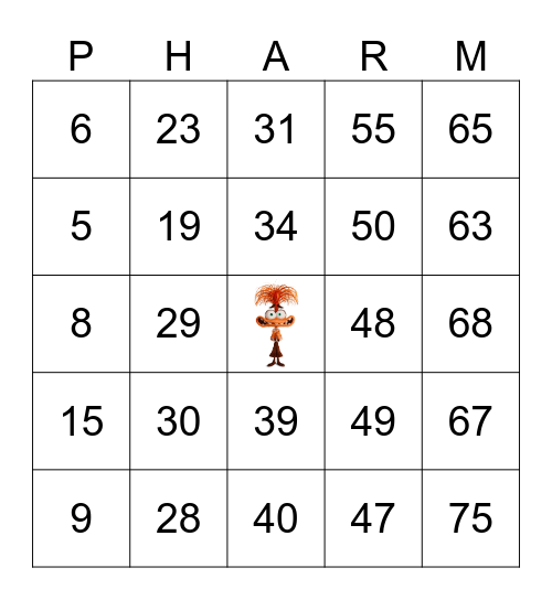 Number Bingo 1-75 Bingo Card