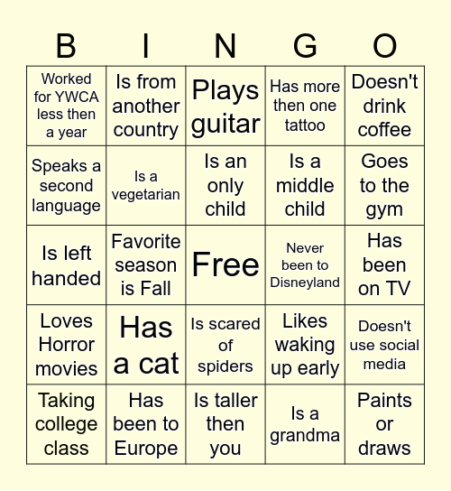 Google Docs Bingo Card