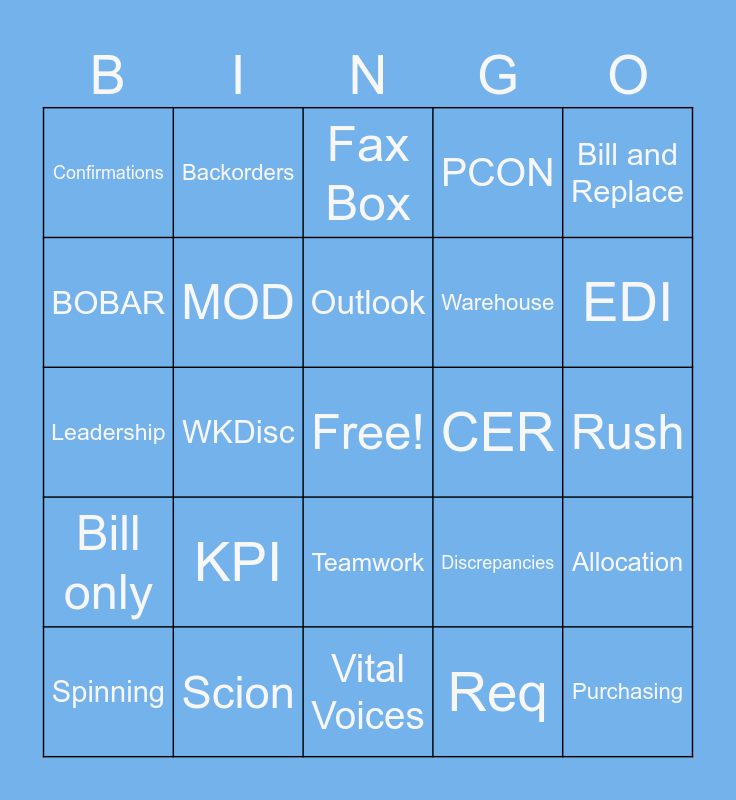Virtual Speed Bingo Card
