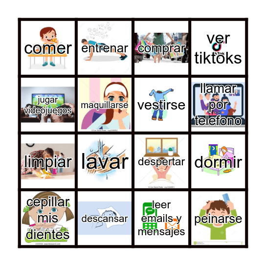 Loteria - verbos Bingo Card