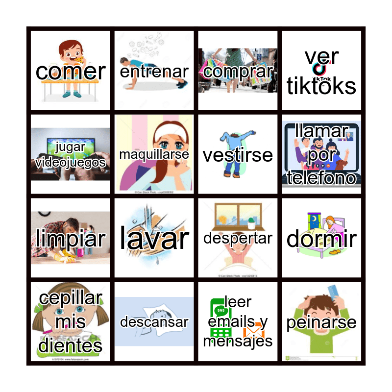 Loteria - verbos Bingo Card