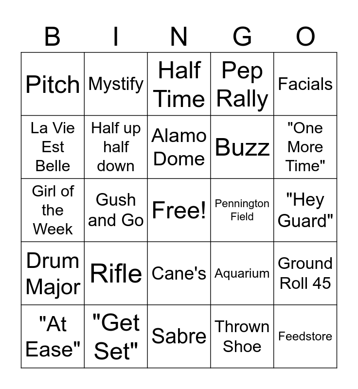 Guard Bingo Card