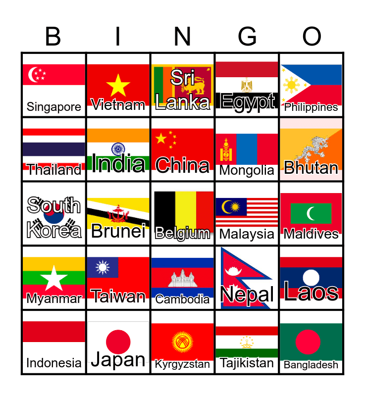 Country Bingo Card