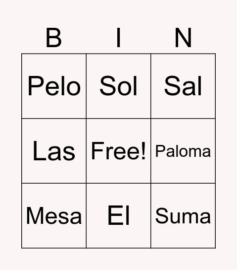 Bingo Lenguaje Bingo Card