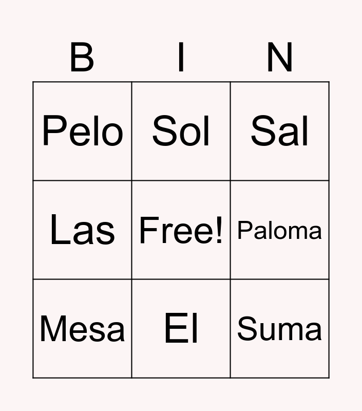 Bingo Lenguaje Bingo Card
