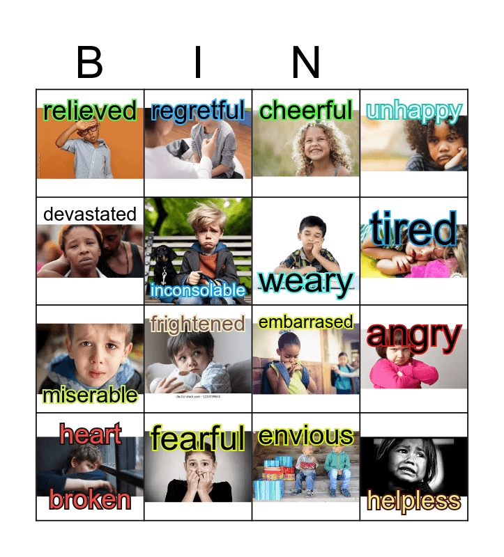 Understanding the feelings of grief Bingo Card