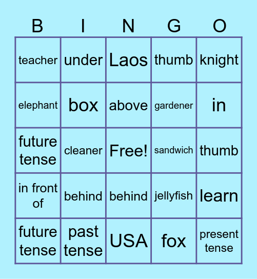Group 1 Bingo Card