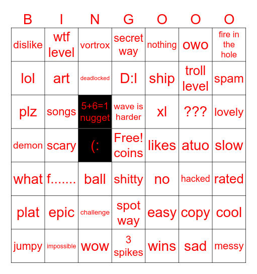 gd go Bingo Card
