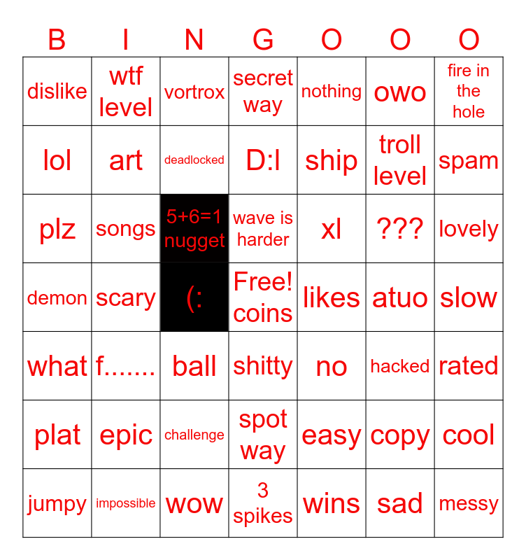 gd go Bingo Card