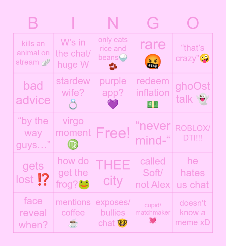 stream bingo! Bingo Card