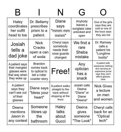 Optical Bingo Card
