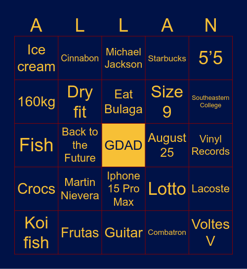 All About Bingo Card