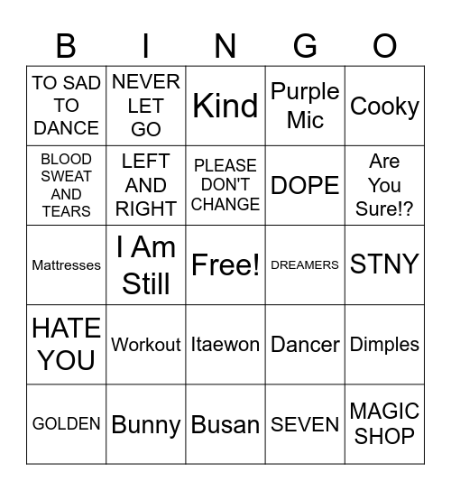 JK Bingo Card