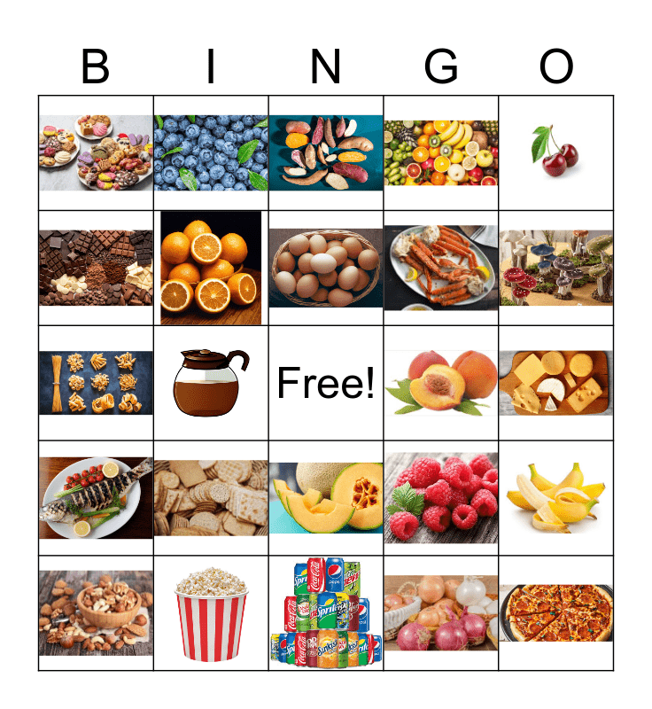 Food and Drink Bingo Card