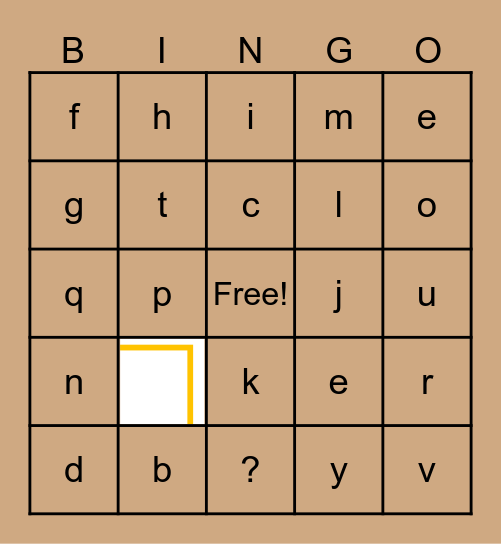 Hoopie Bingo Card