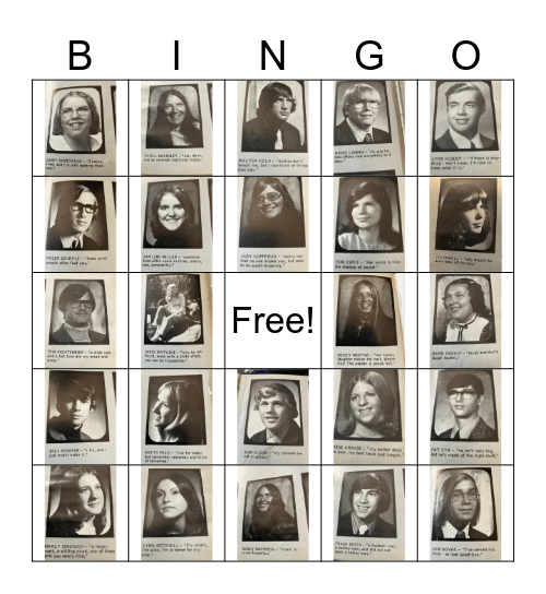 C 1974 Bingo Card