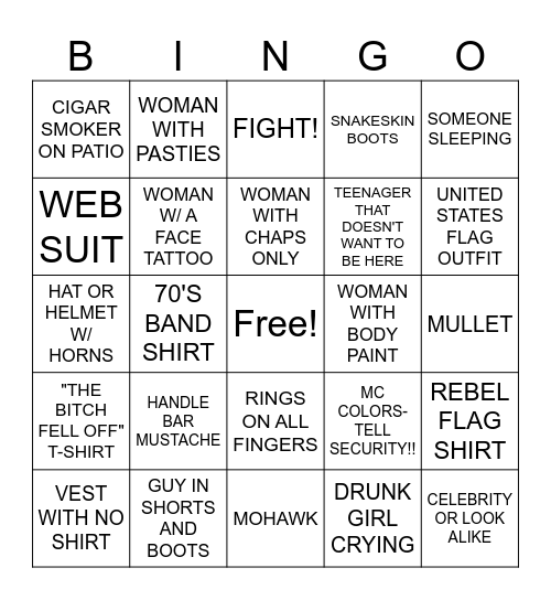 BIKER BINGO 84TH RALLY Bingo Card
