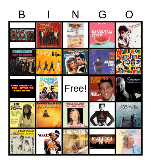 Hot Summer Music Bingo Card