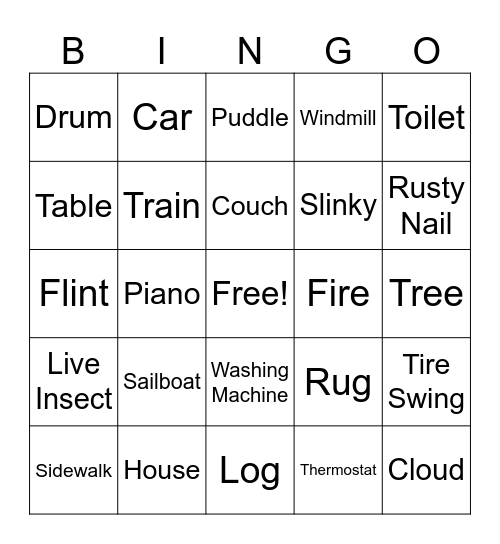 Impossible Scavenger Bingo Card