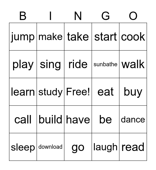IRREGULAR VERBS Bingo Card